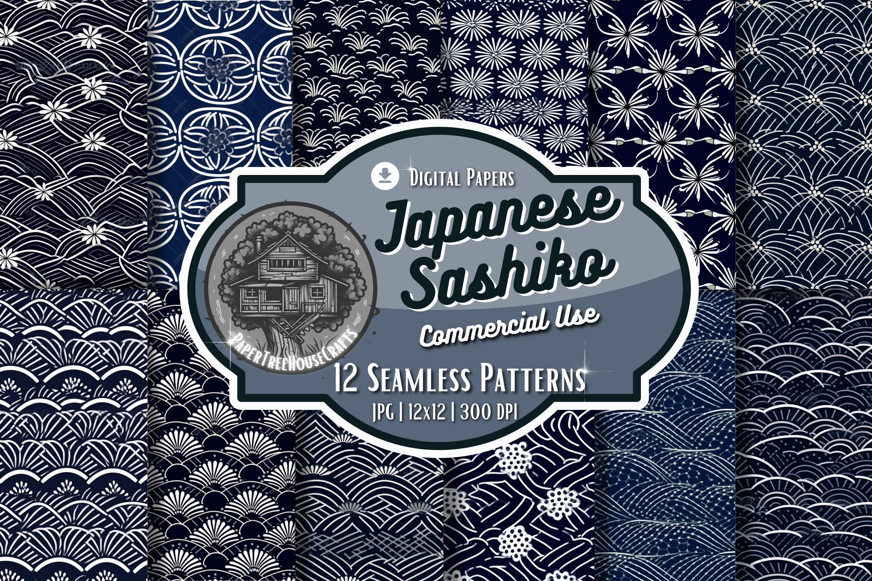 Japanese-inspired Scrapbook Paper Set: Sashiko Pattern Digital - Etsy