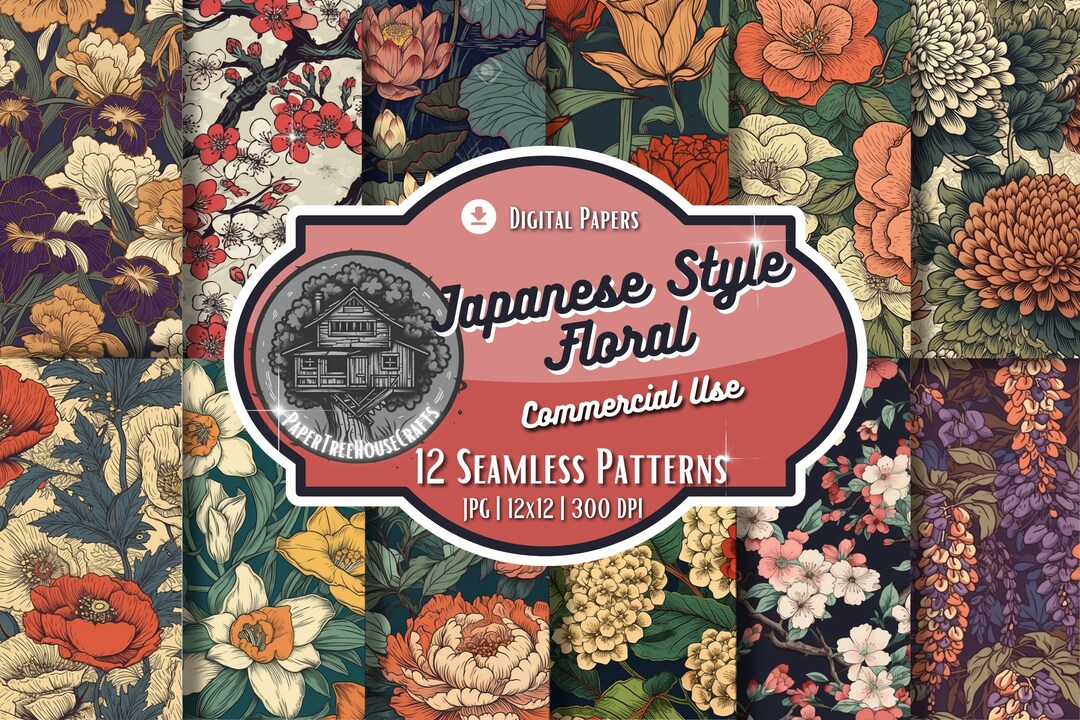 Japanese Set Sakura Blossoms Seamless Spring Designs With Repeating ...