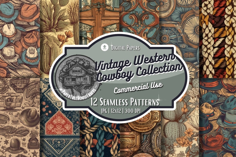 Cowboy Life Seamless Digital Paper Pack Western Backgrounds for Cowboy ...