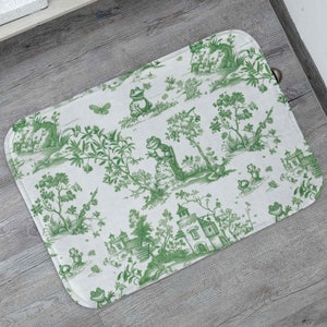 Green Frog Bath Decor French Toile Design Bath Mat Housewarming Gift ...