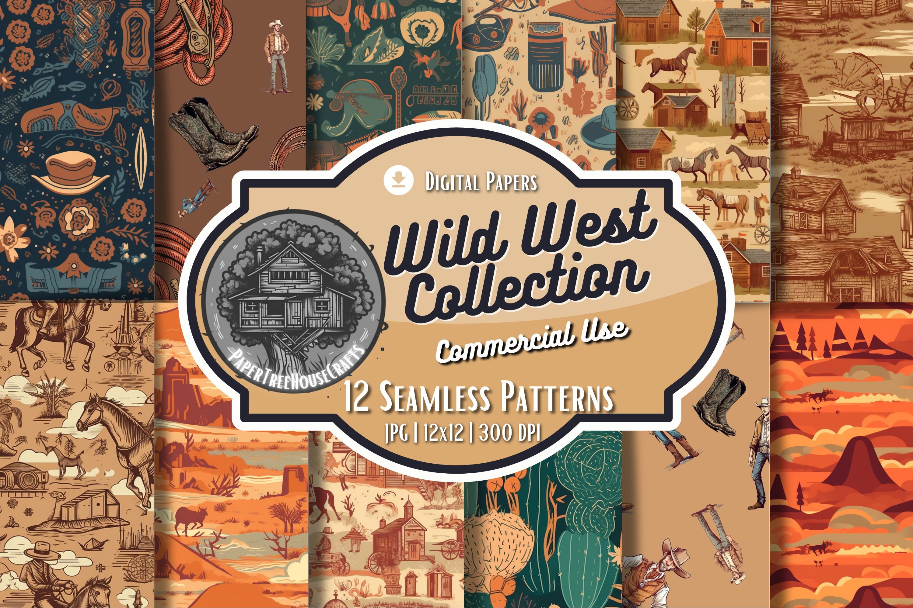 Vintage Cowboy Digital Paper Pack for Old West Scrapbooking - Etsy