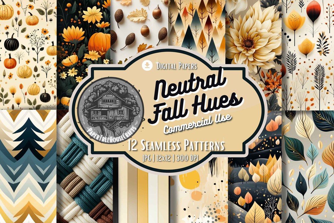 Cozy Fall Foliage Digital Paper Set Seamless Textures Nature ...