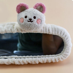 Cute Car Rearview Mirror Fluffy Bear Cover, Soft and Fuzzy Car ...