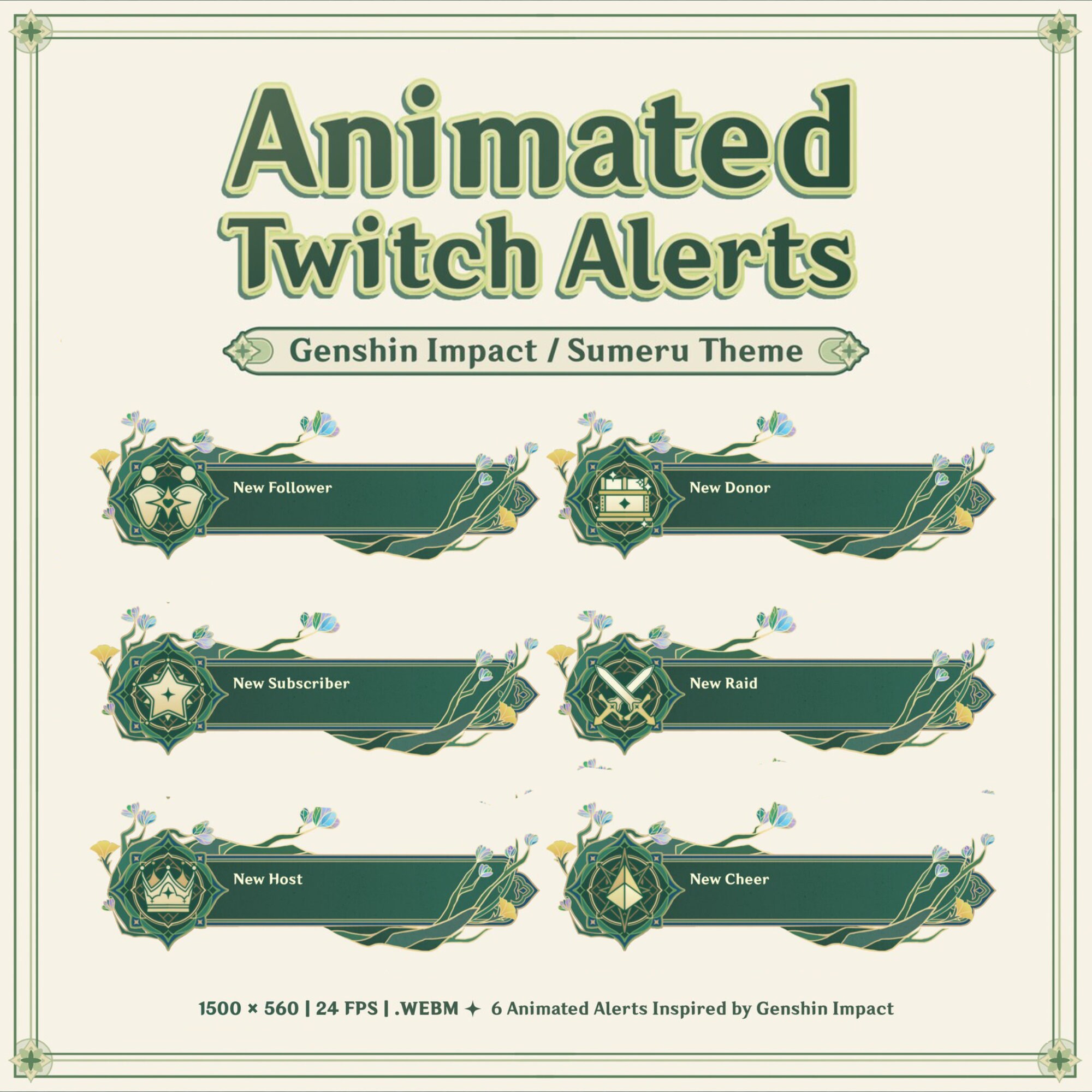 Animated Sumeru Twitch Alerts / Genshin Impact Inspired / Set of 6 ...