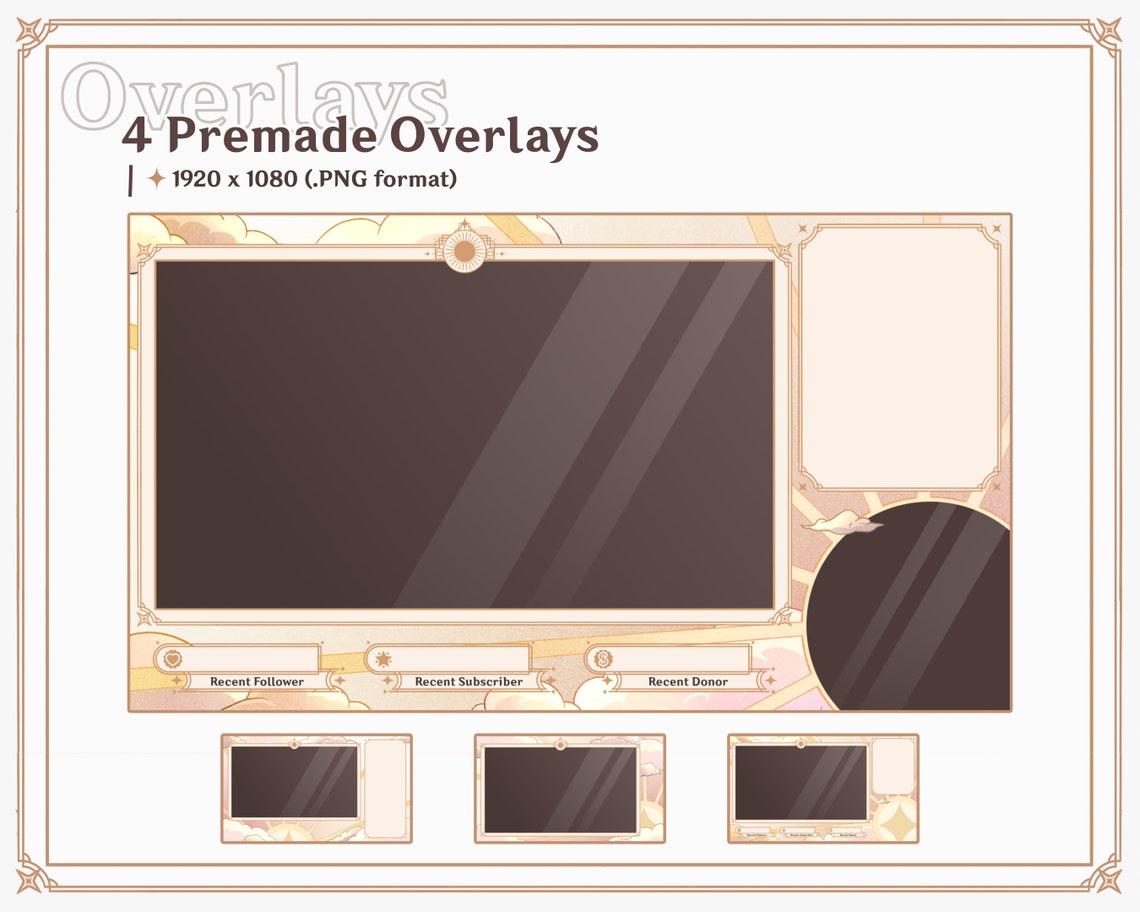 Genshin Impact Stream Overlay Pack / Celestia Morning Theme / Sun Theme / 4 Overlays With ...
