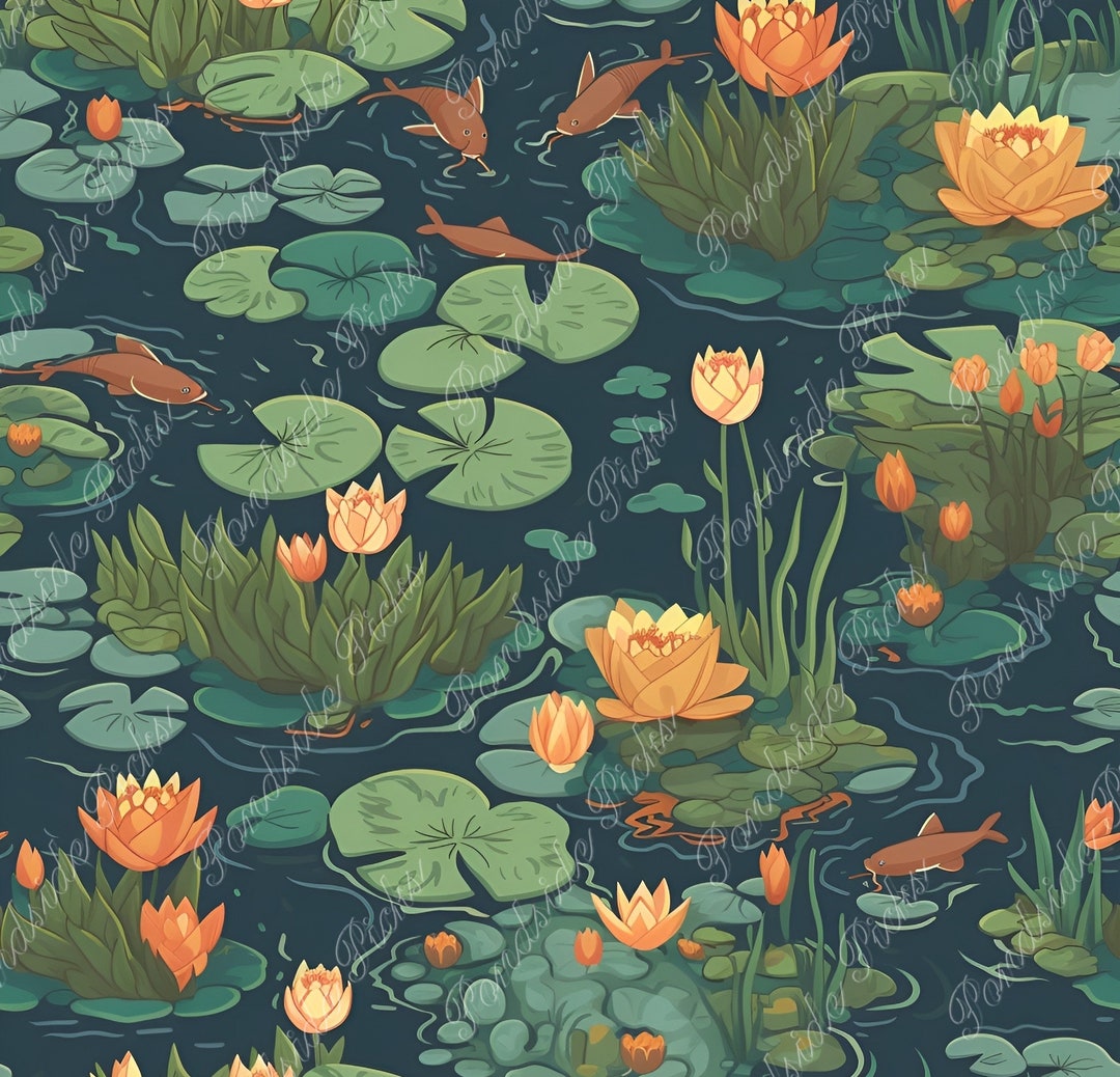 Digital Water Lily Pond Print - Seamless Pattern - Etsy