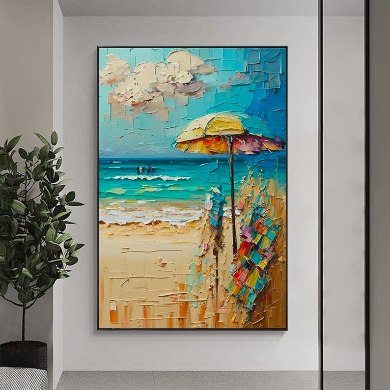 Abstract Beach Canvas Paintinglarge Original Sunshine Ocean - Etsy