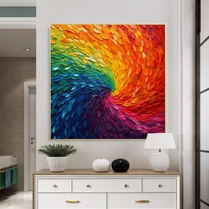 Abstract Colorful Vortex Texture Oil Painting on Canvas, Large Wall Art ...