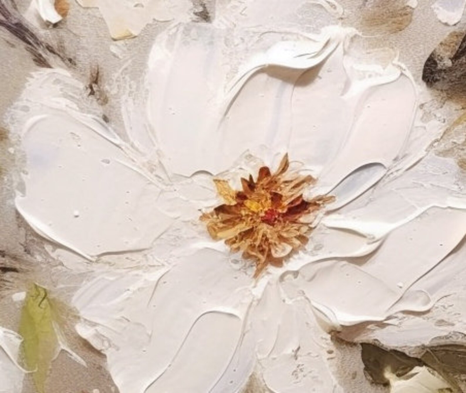 Large Original Flower Oil Painting on Canvasabstract White - Etsy