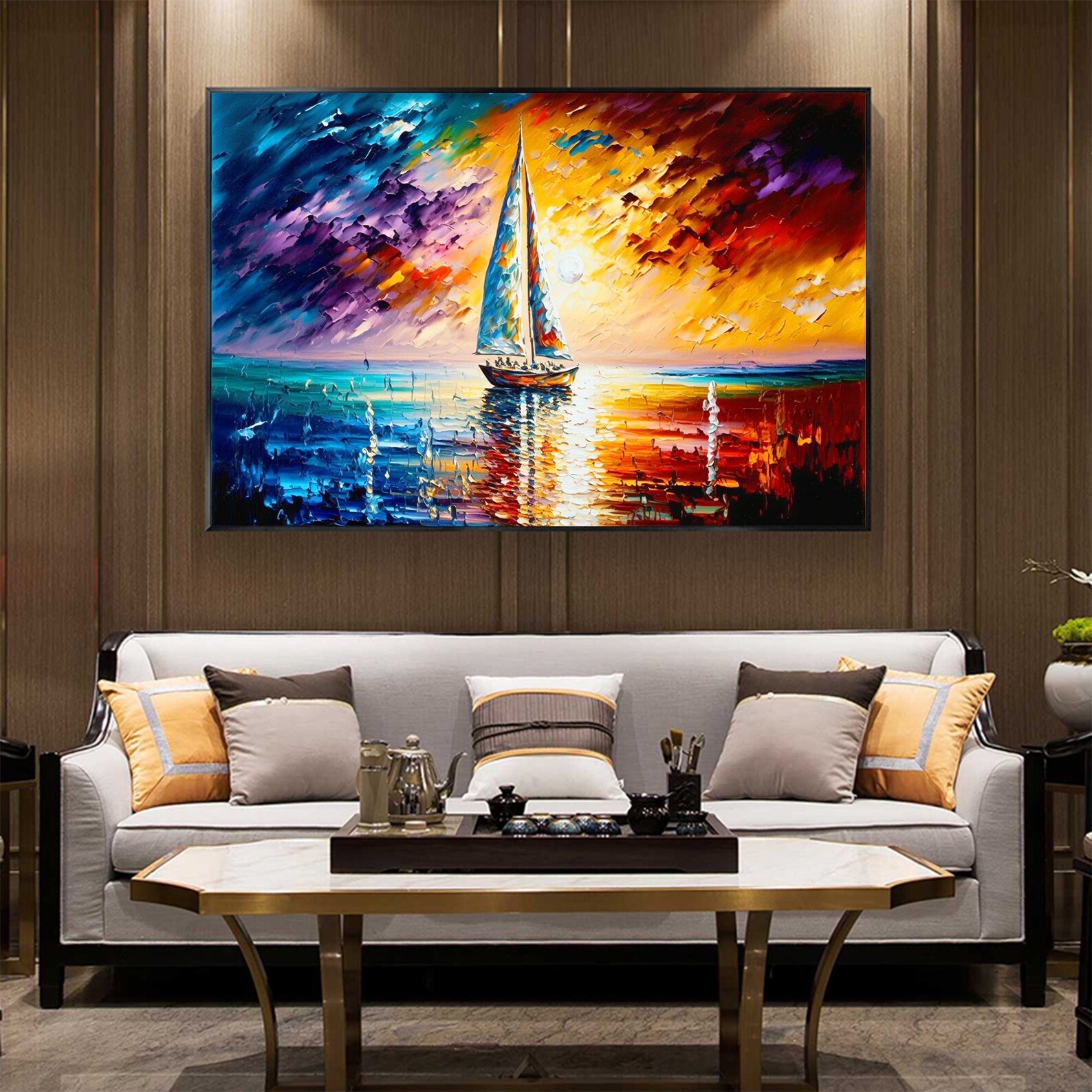 Abstract Original Nautical Oil Painting on Canvas Large Wall Art ...