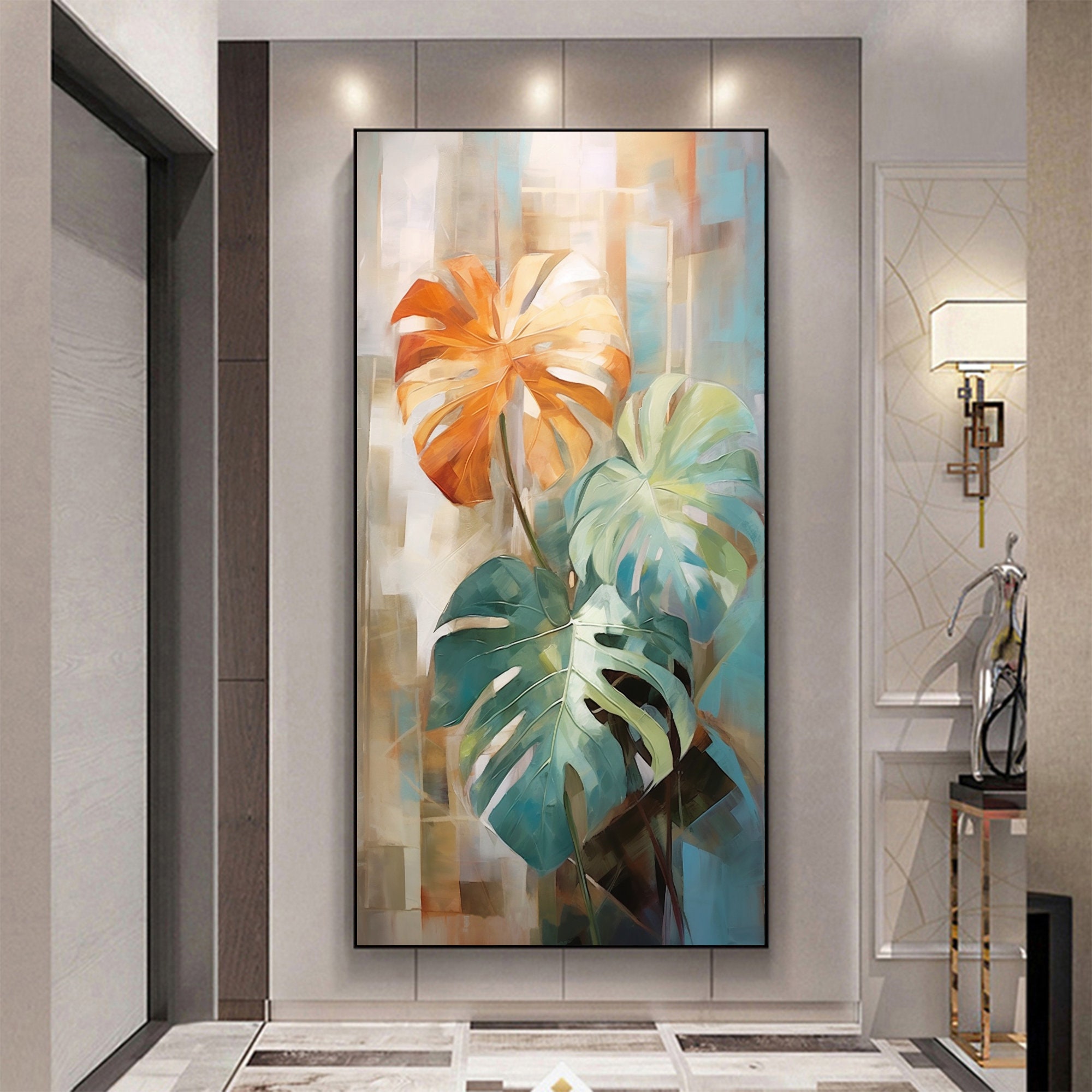 Original Green Leaf Oil Painting on Canvas Large Wall Art - Etsy