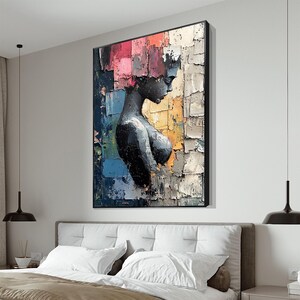 Large Abstract Side Face Girl Oil Painting on Canvas, Original Portrait ...