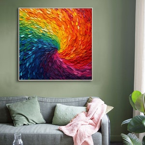 Abstract Colorful Vortex Texture Oil Painting on Canvas, Large Wall Art ...