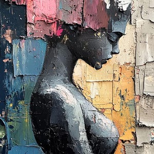 Large Abstract Side Face Girl Oil Painting on Canvas, Original Portrait ...