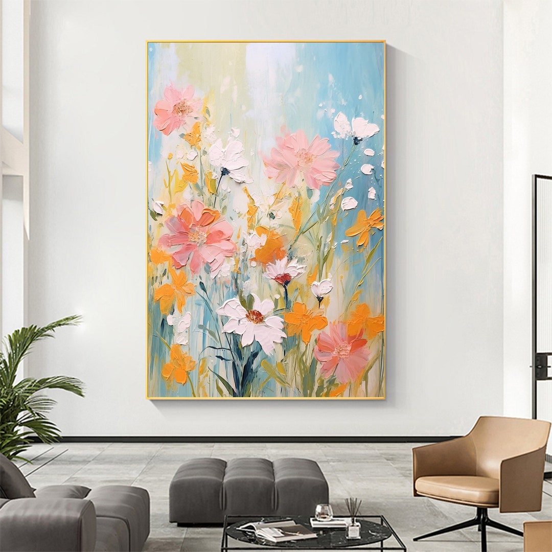 Abstract Flower Landscape Oil Painting on Canvas,large Wall Art ...
