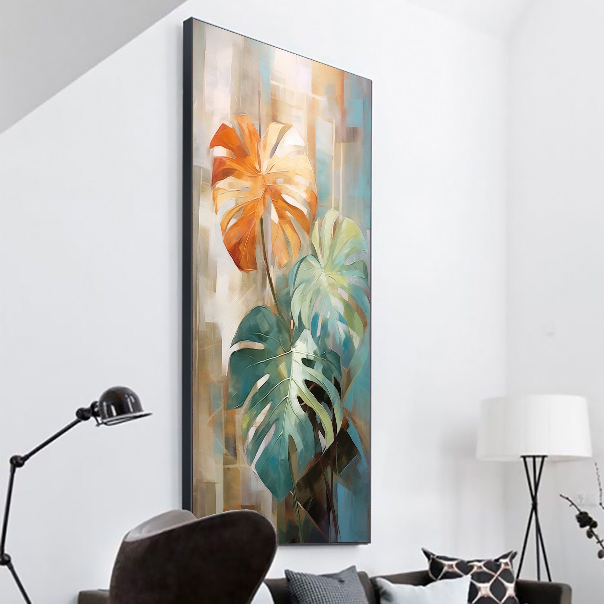 Original Green Leaf Oil Painting on Canvas Large Wall Art - Etsy