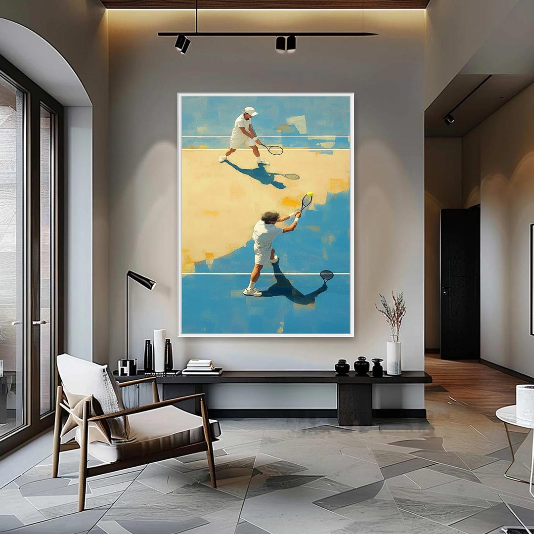 Abstract Tennis Court Painting, Sports Minimalism Decor - Etsy