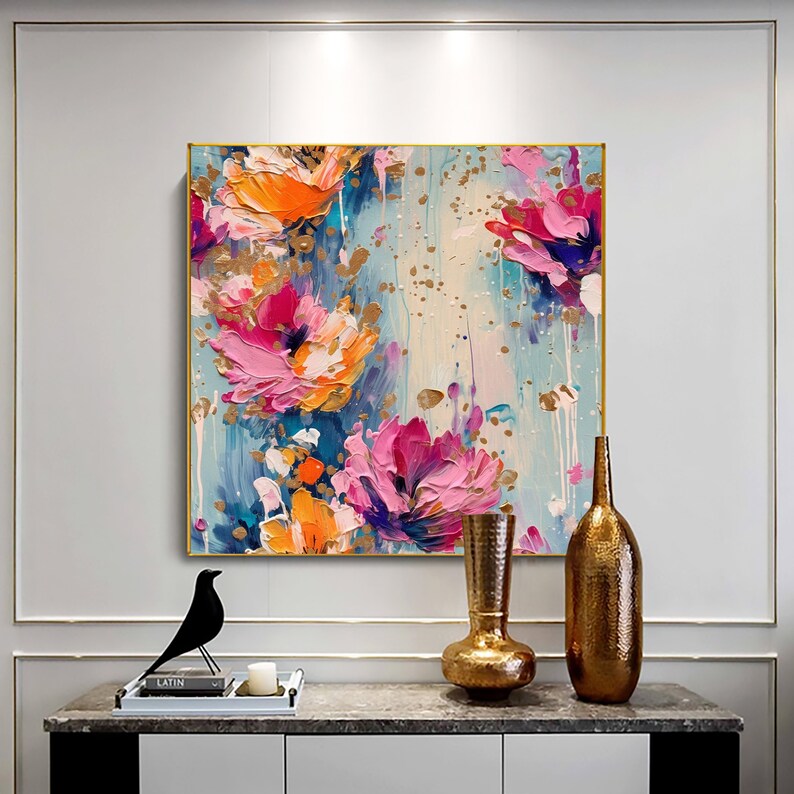 Large Abstract Flower Oil Painting on Canvascanvas Wall Art - Etsy