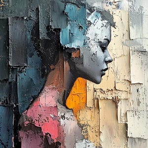 Original Side Face Girl Oil Painting on Canvas, Abstract Portrait ...
