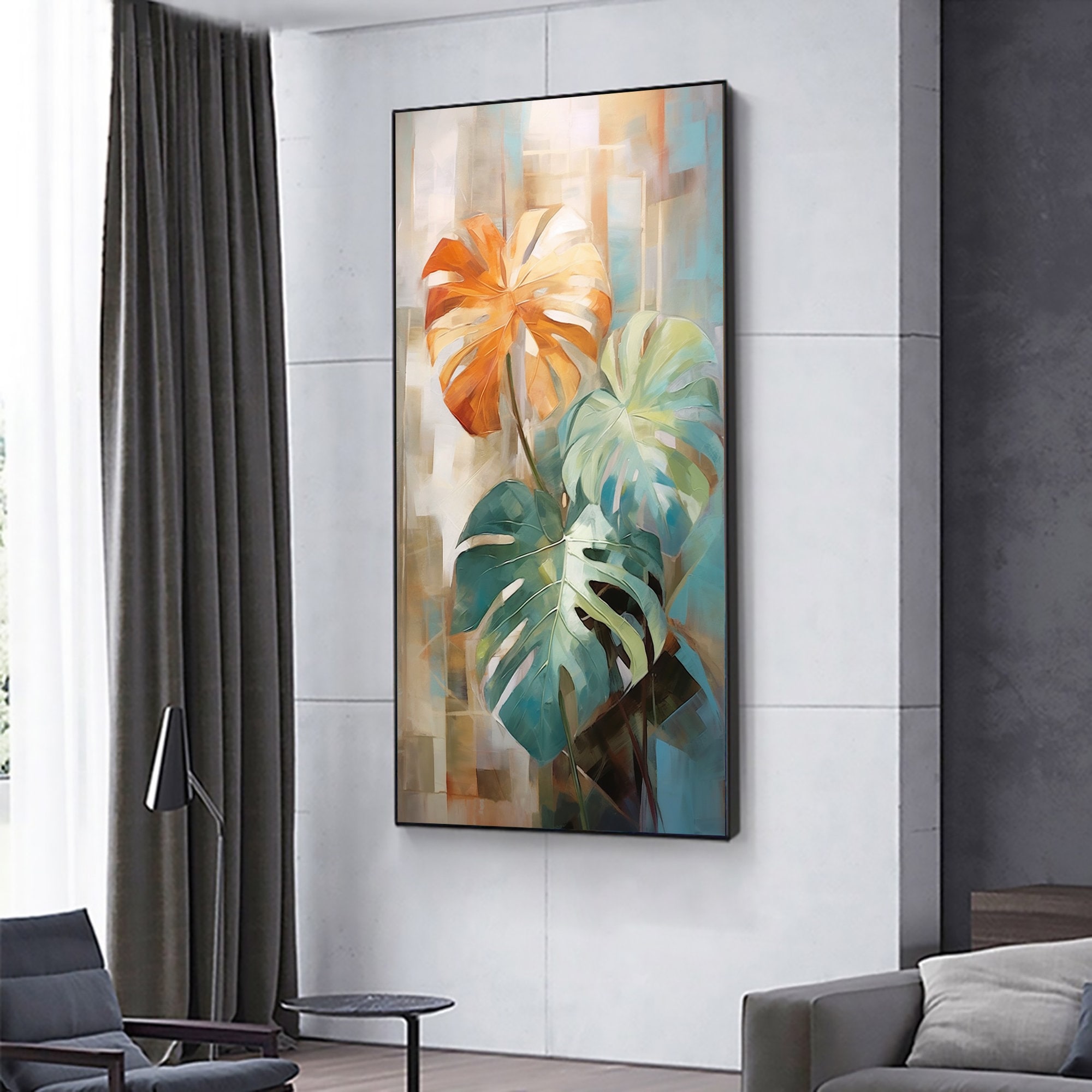 Original Green Leaf Oil Painting on Canvas Large Wall Art - Etsy