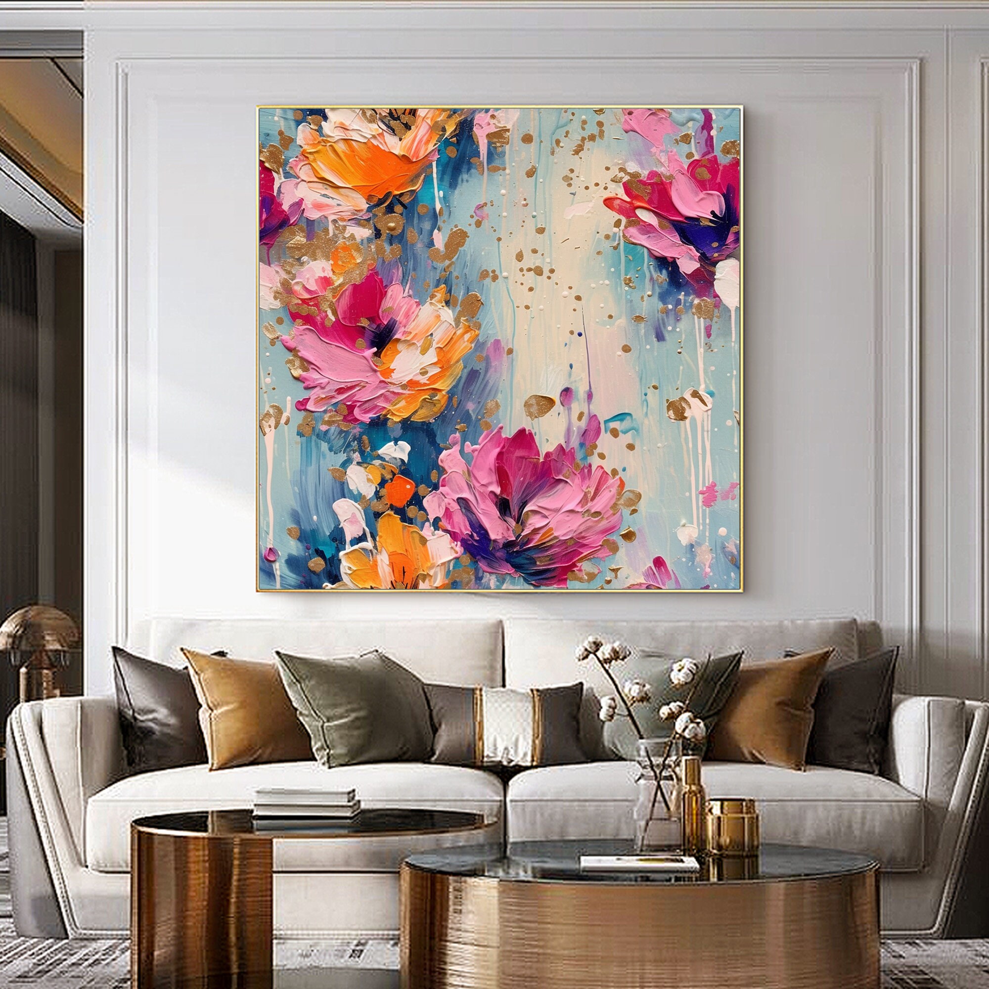 Large Abstract Flower Oil Painting on Canvascanvas Wall Art - Etsy