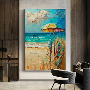 Abstract Beach Canvas Painting,large Original Sunshine Ocean Coast ...