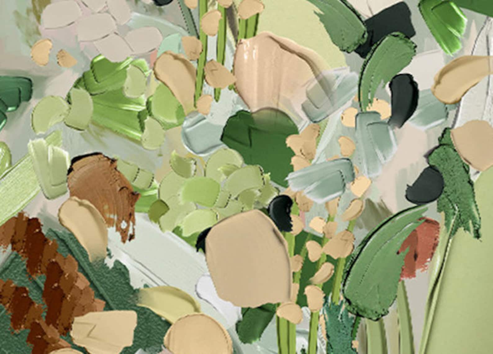 Abstract Green Flower Oil Painting on Canvas, Original Floral ...