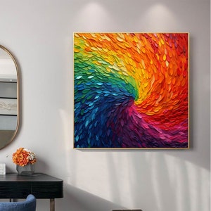 Abstract Colorful Vortex Texture Oil Painting on Canvas, Large Wall Art ...
