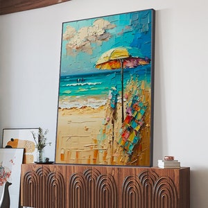 Abstract Beach Canvas Painting,large Original Sunshine Ocean Coast ...