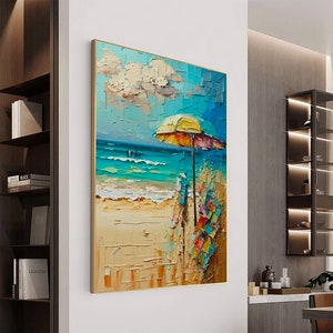 Abstract Beach Canvas Painting,large Original Sunshine Ocean Coast ...