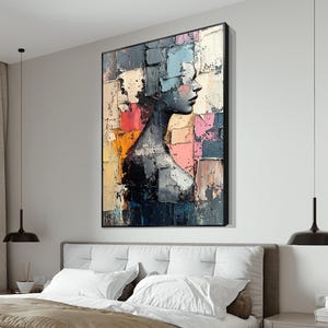 Large Abstract Side Face Girl Oil Painting on Canvas, Original Portrait ...