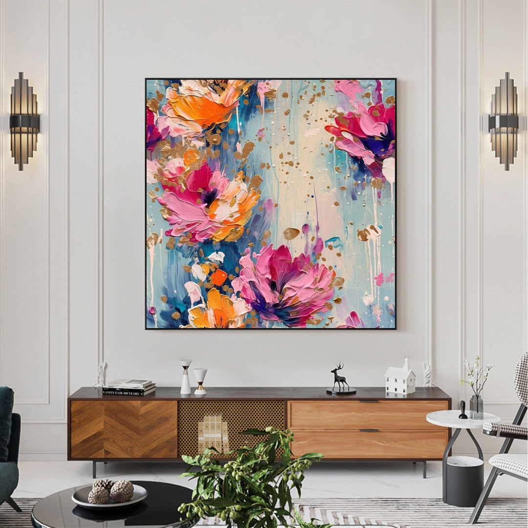 Large Abstract Flower Oil Painting on Canvascanvas Wall Art - Etsy