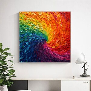 Abstract Colorful Vortex Texture Oil Painting on Canvas, Large Wall Art ...