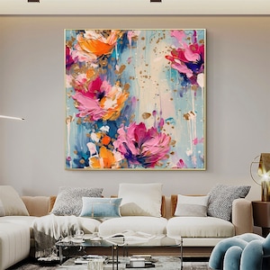 Large Abstract Flower Oil Painting on Canvascanvas Wall Art - Etsy
