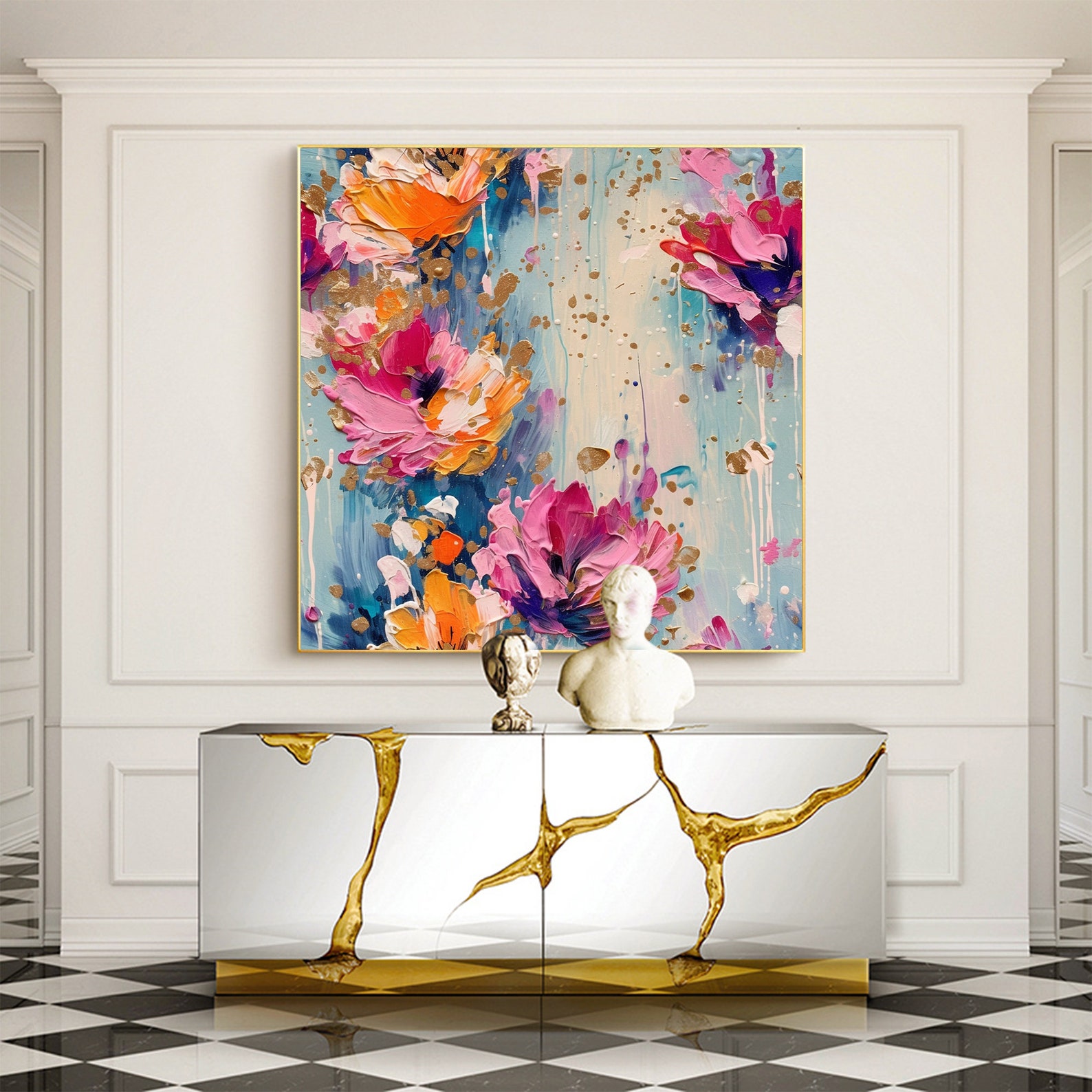 Large Abstract Flower Oil Painting on Canvascanvas Wall Art - Etsy