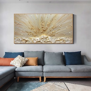 Original Gold Flower Oil Painting on Canvas,large Wall Art,abstract ...