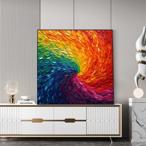 Abstract Colorful Vortex Texture Oil Painting on Canvas, Large Wall Art ...