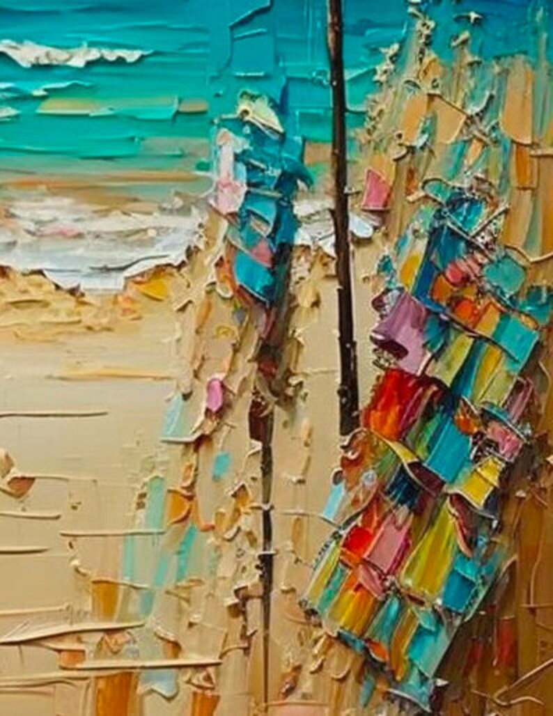 Abstract Beach Canvas Paintinglarge Original Sunshine Ocean - Etsy