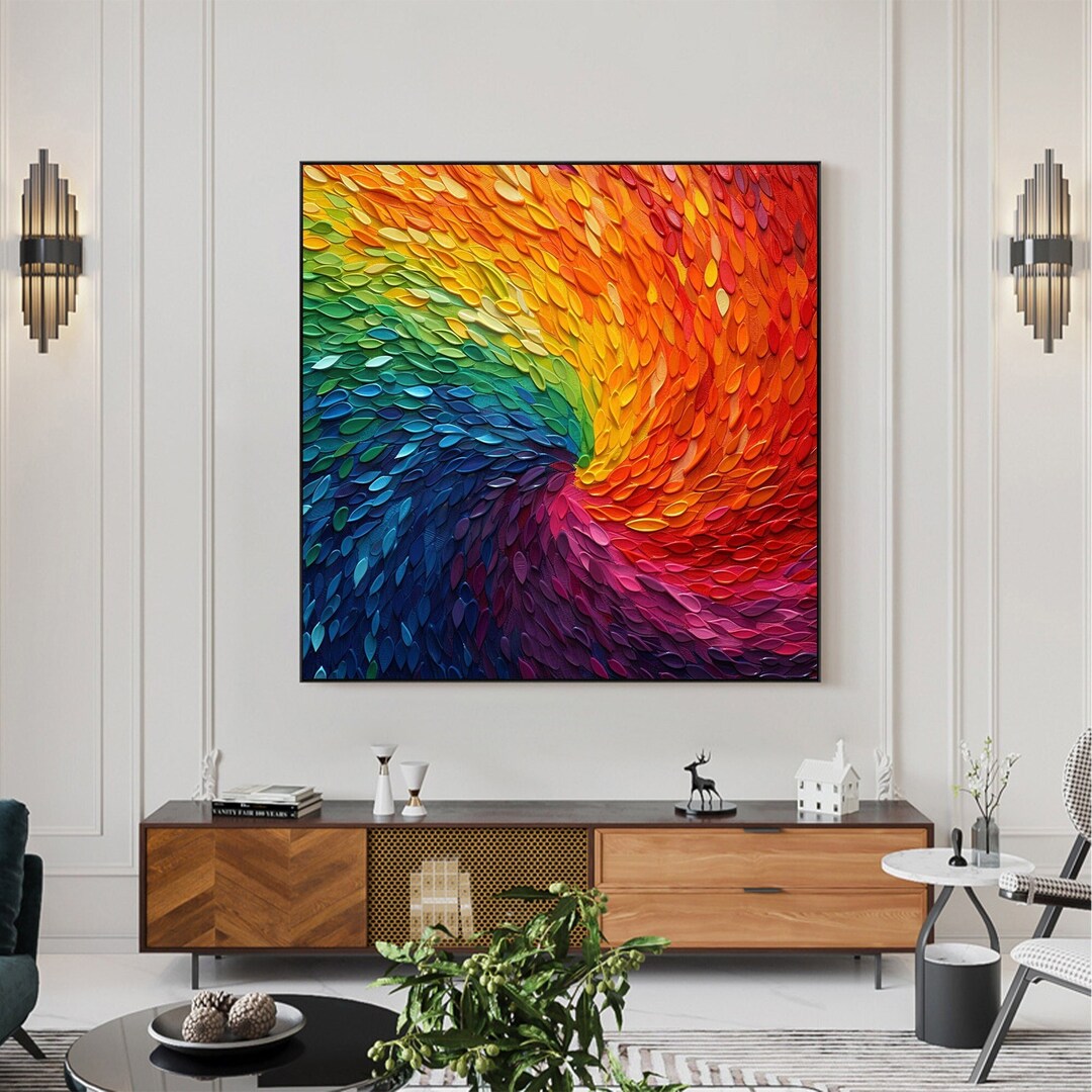 Abstract Colorful Vortex Texture Oil Painting on Canvas, Large Wall Art ...