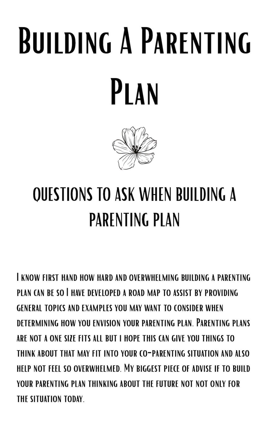Comprehensive Parenting Plan Worksheet for Co-parenting Success - Etsy