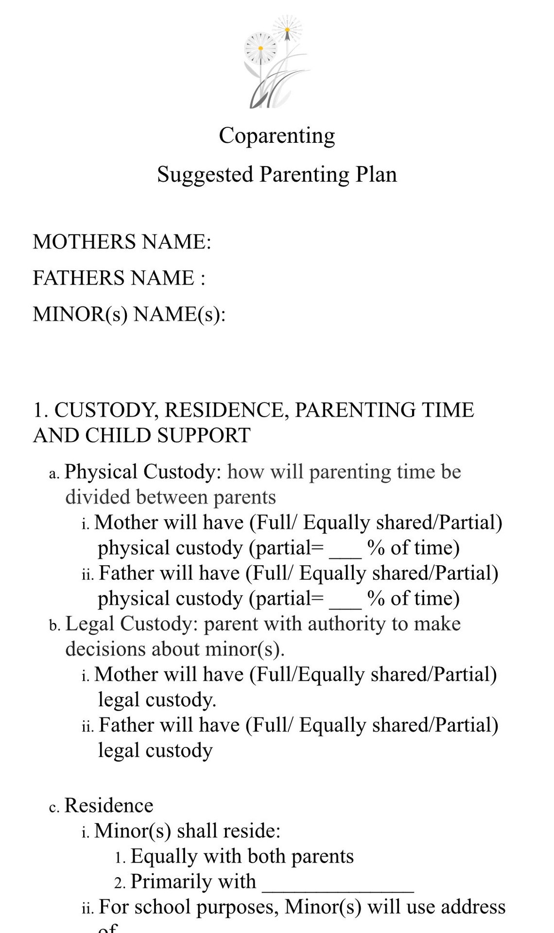 Coparenting: Parenting Plan Bundle - Etsy