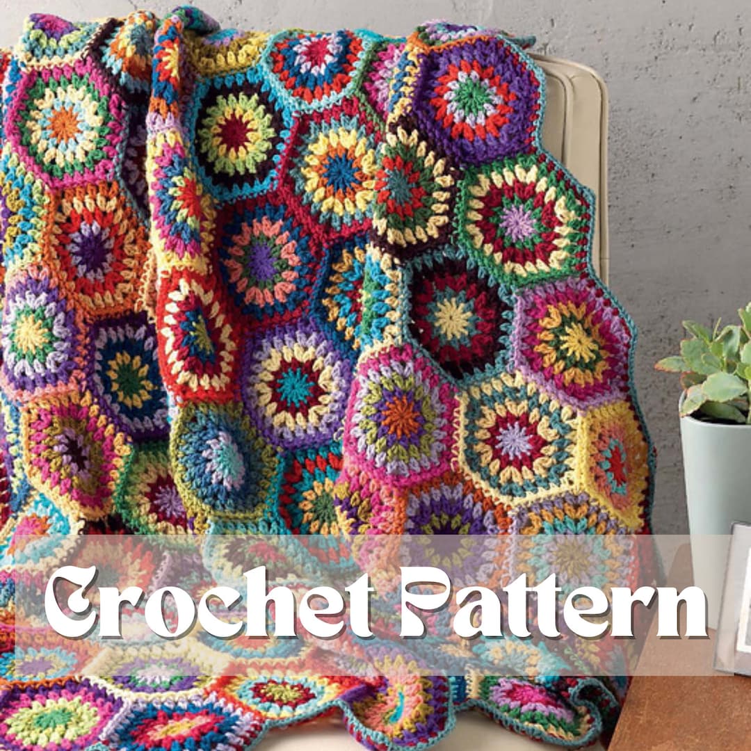 Hexagon Crochet Blanket Pattern Hexagon Crochet Throw Pattern Hexagon ...