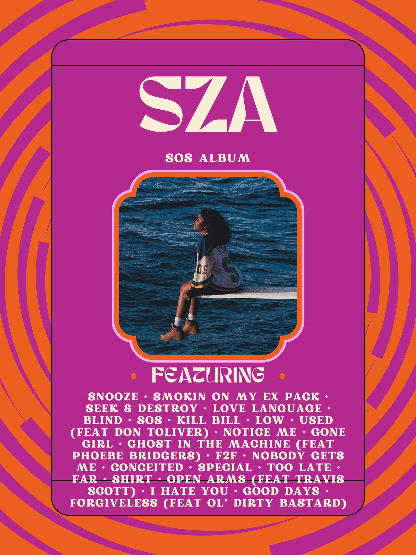 Sza SOS Album Digital Poster Print, Vintage Abstract Sza Print, Cute ...