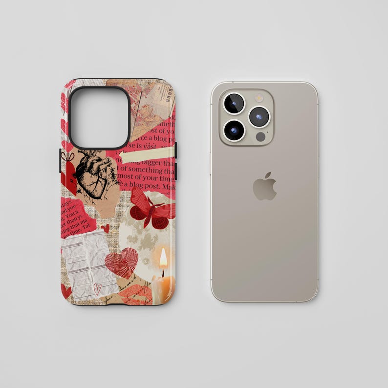 Red Scrapbook Phone Case: Bookish Collage Phone Cover - Etsy