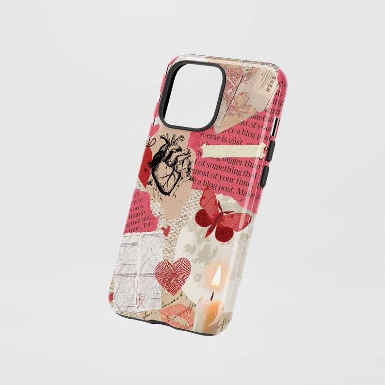 Red Scrapbook Phone Case: Bookish Collage Phone Cover - Etsy