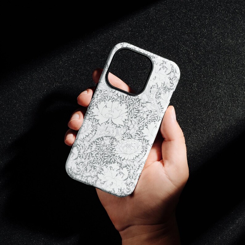 Toile De Jouy Phone Case: White French Floral, Dual Layer Protection ...