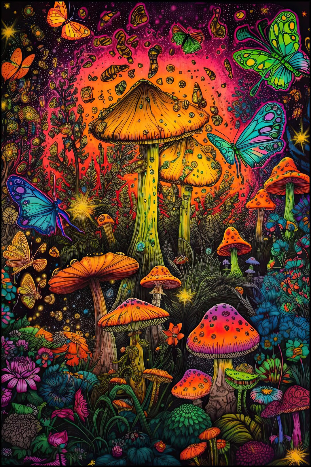 Beautiful Shroom Place - Poster, Blacklight Poster, Trippy, Tripping ...