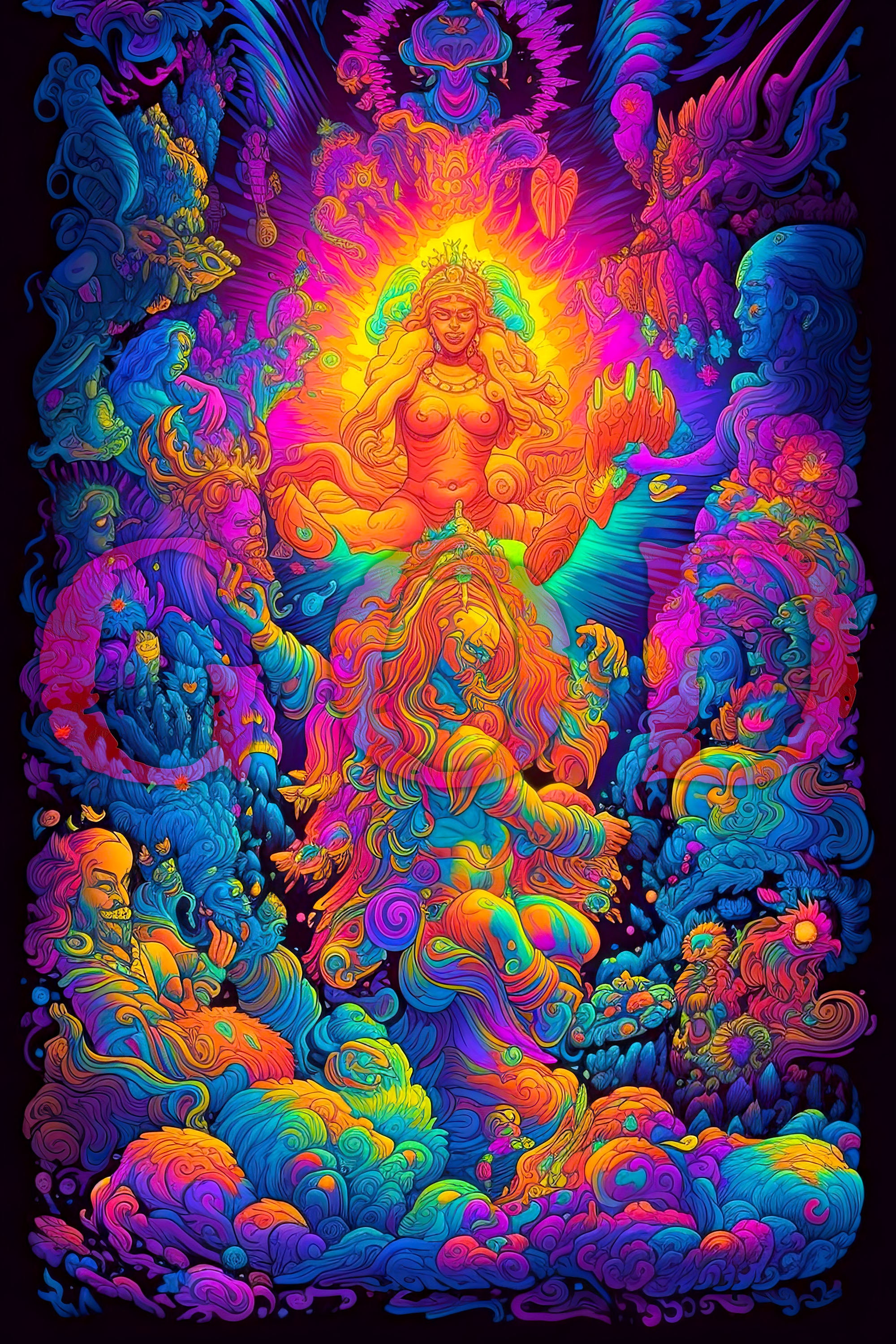 GOD - Poster, Blacklight Poster, Trippy, Mushrooms, Hidden Words, Wall ...