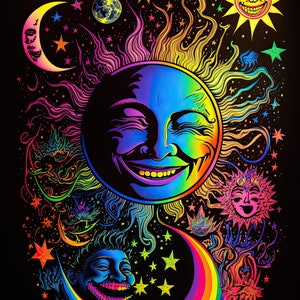 Smiling Sun - Poster, Blacklight Poster, Wall Art, Gallery, Pop Art ...