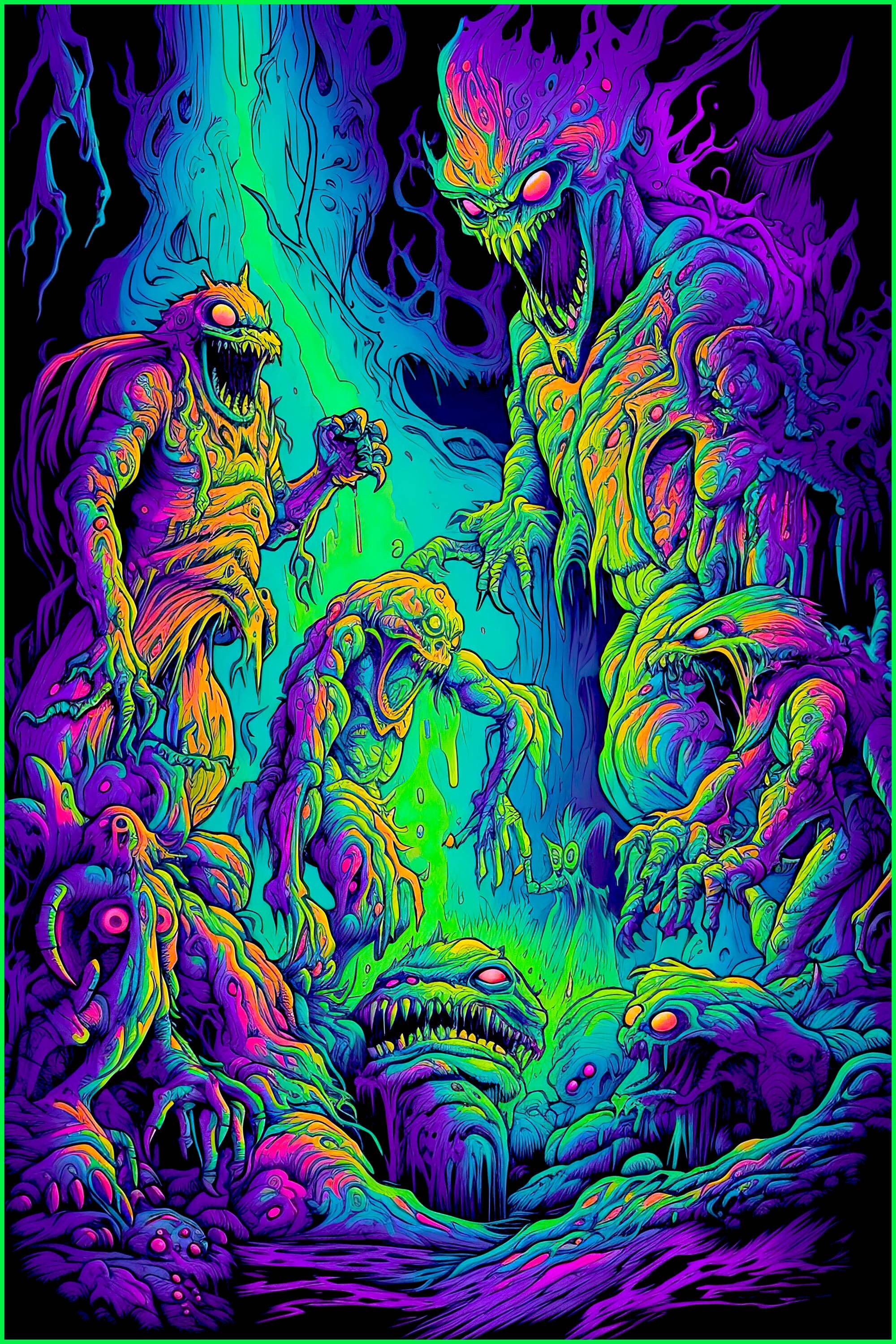 Monster Rock Series - Poster, Blacklight Poster, Metal Guitar, Scary ...